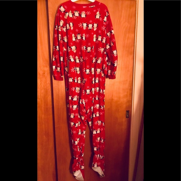 Kat Nap | Intimates & Sleepwear | Kat Nap Red Penguins Onesie Footed ...